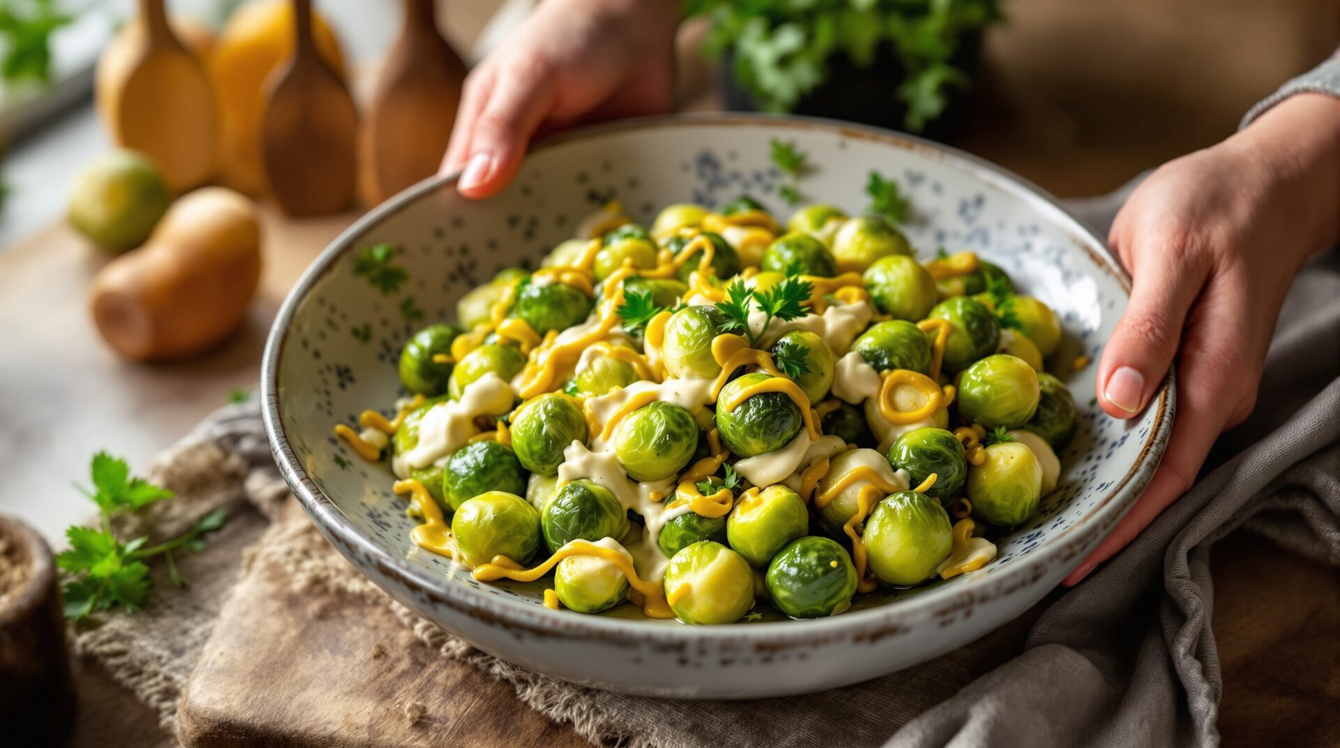 Choux de Bruxelles à la crème et à la moutarde, recette facile